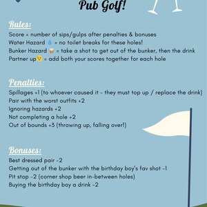 Customisable Pub Golf Template - Blue Champagne Template - Etsy