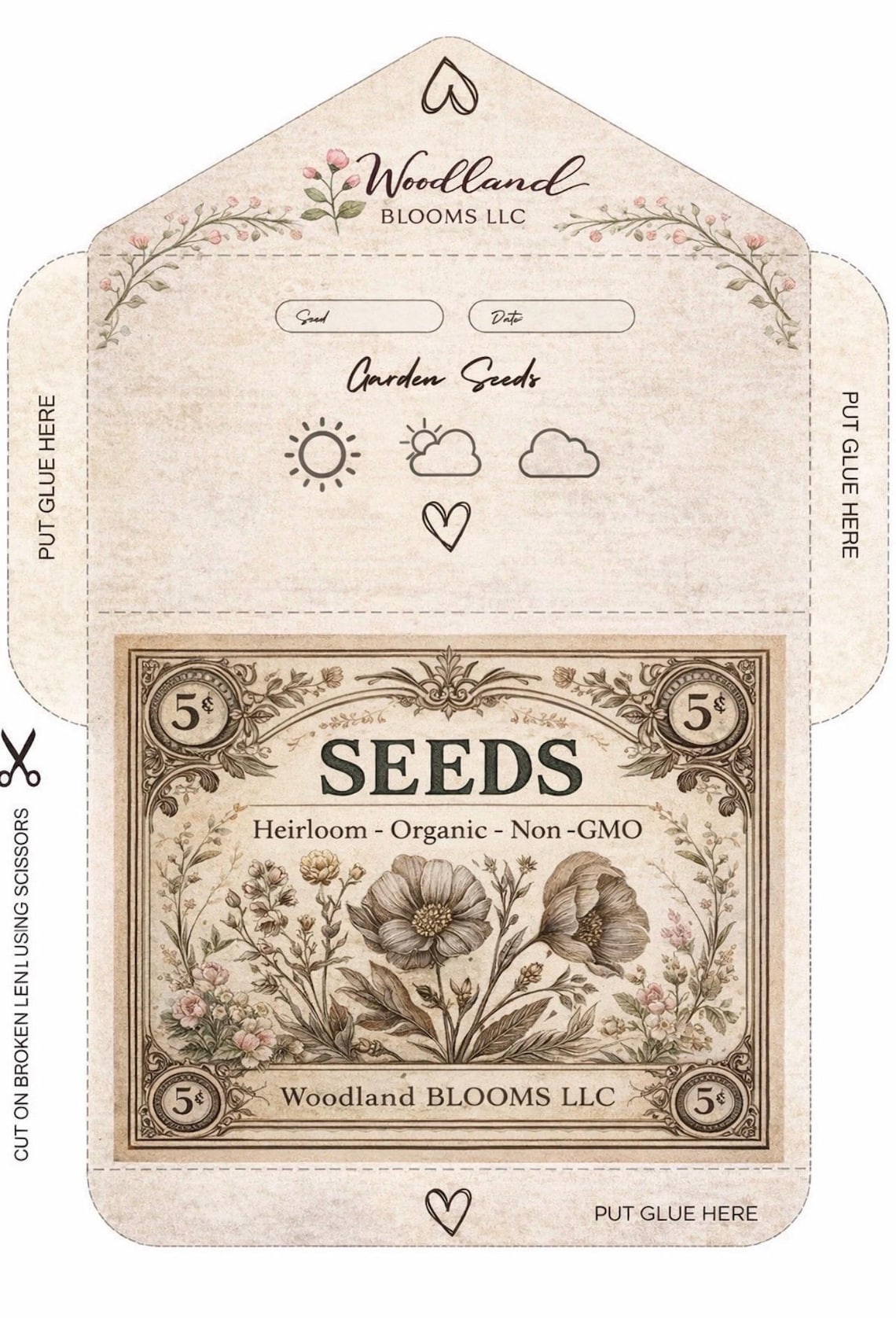 Vintage Seed Envelope Printable | Garden Seed Packet Template | Instant ...