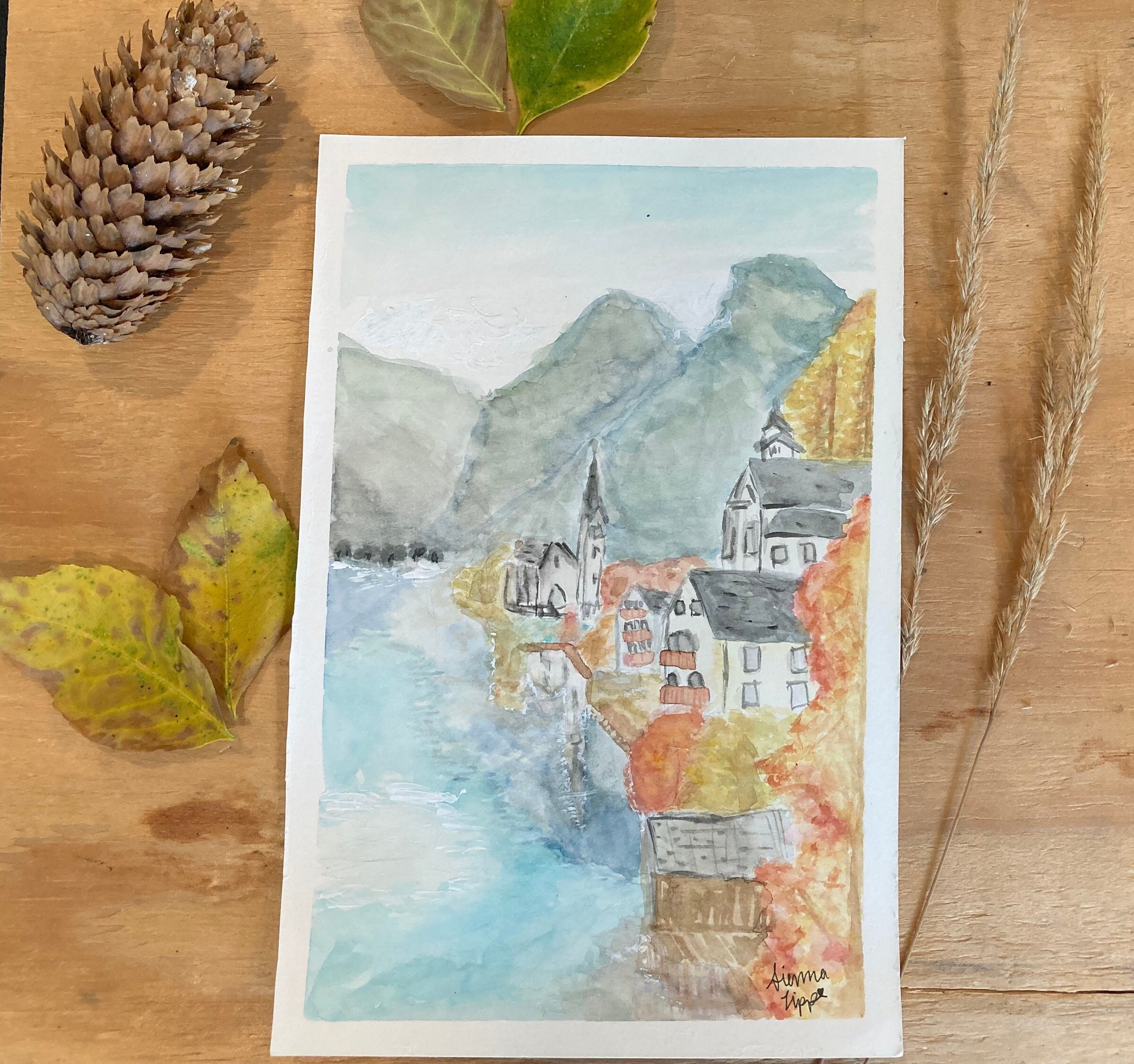 Hand Painted, Watercolor, Fall Scene - Etsy