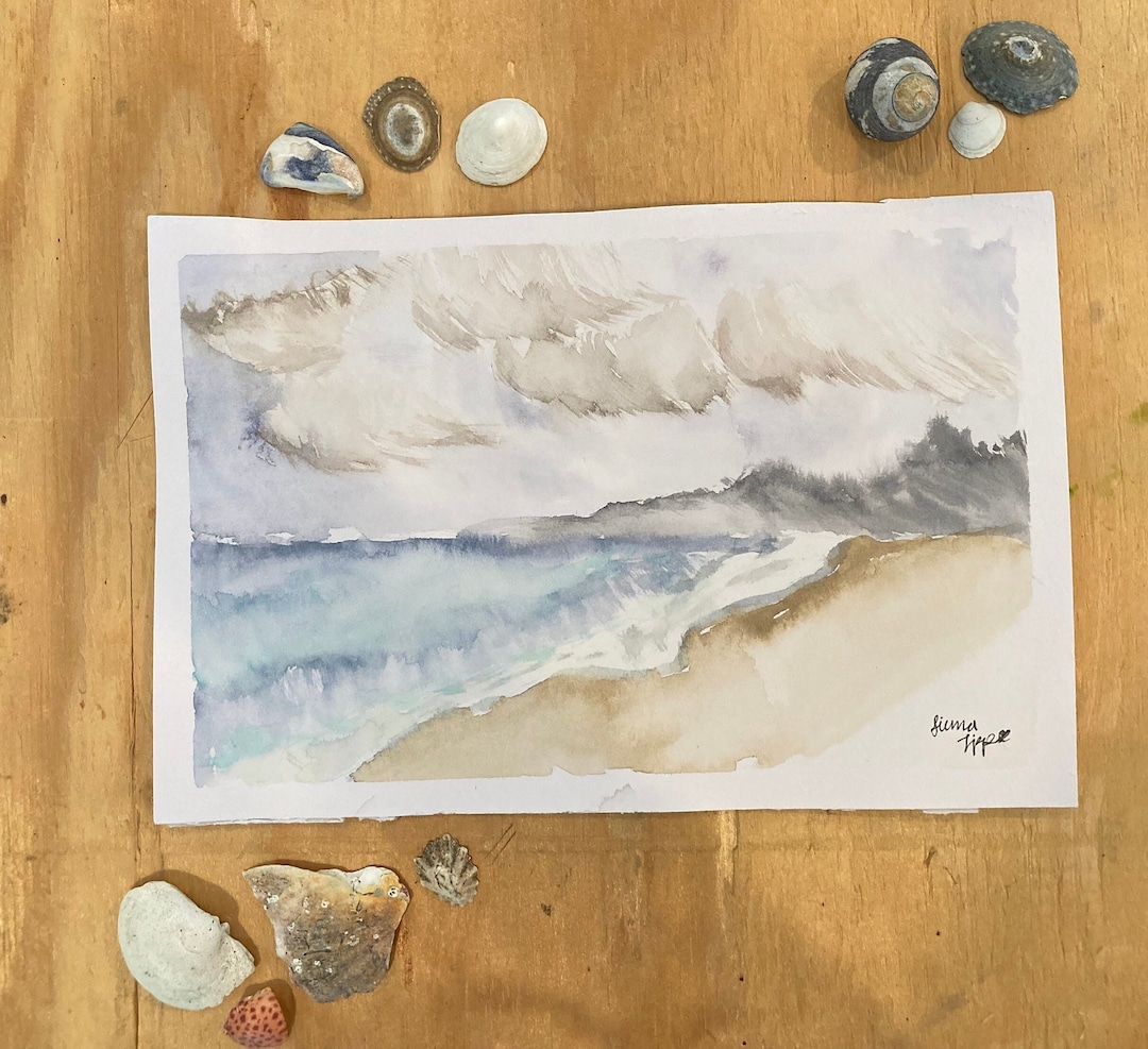 Hand Painted, Watercolor, Ocean Scene - Etsy
