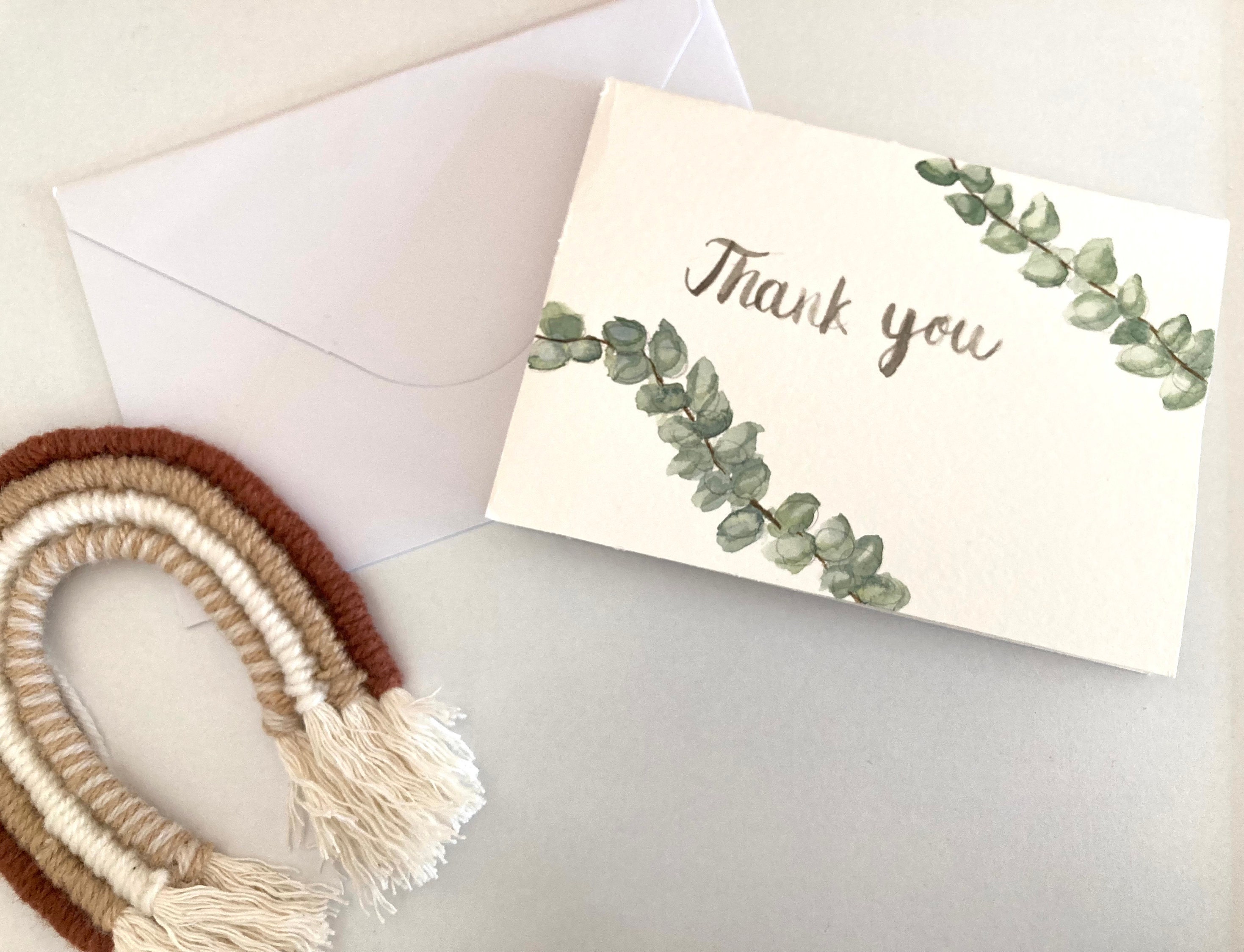 Handmade, Watercolor Thank You Card - Etsy
