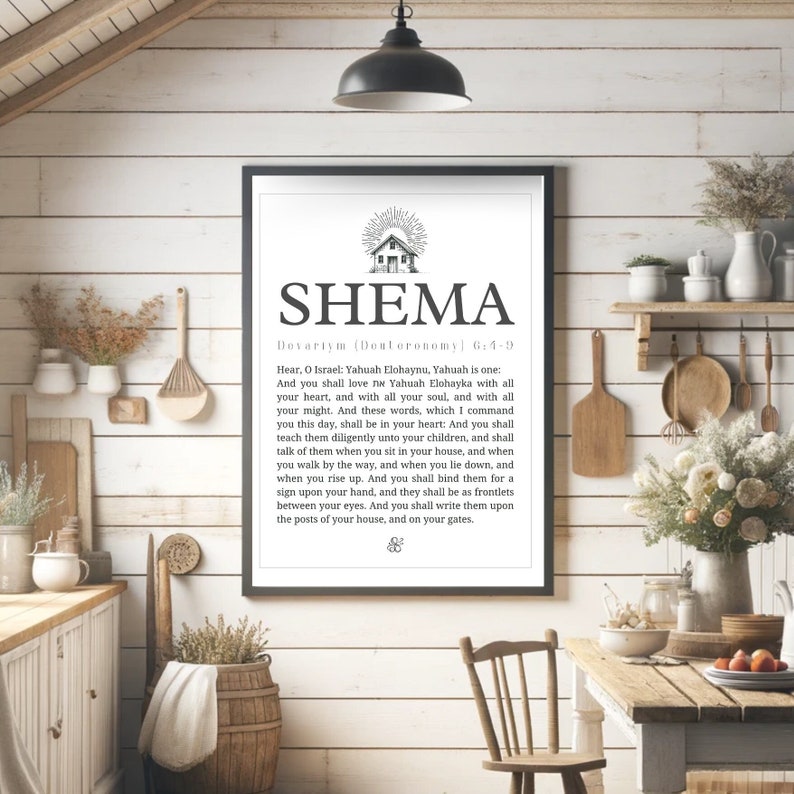 Shema Prayer Poster - Devarim 6:4-9 Scripture Art PDF - Messianic Home ...