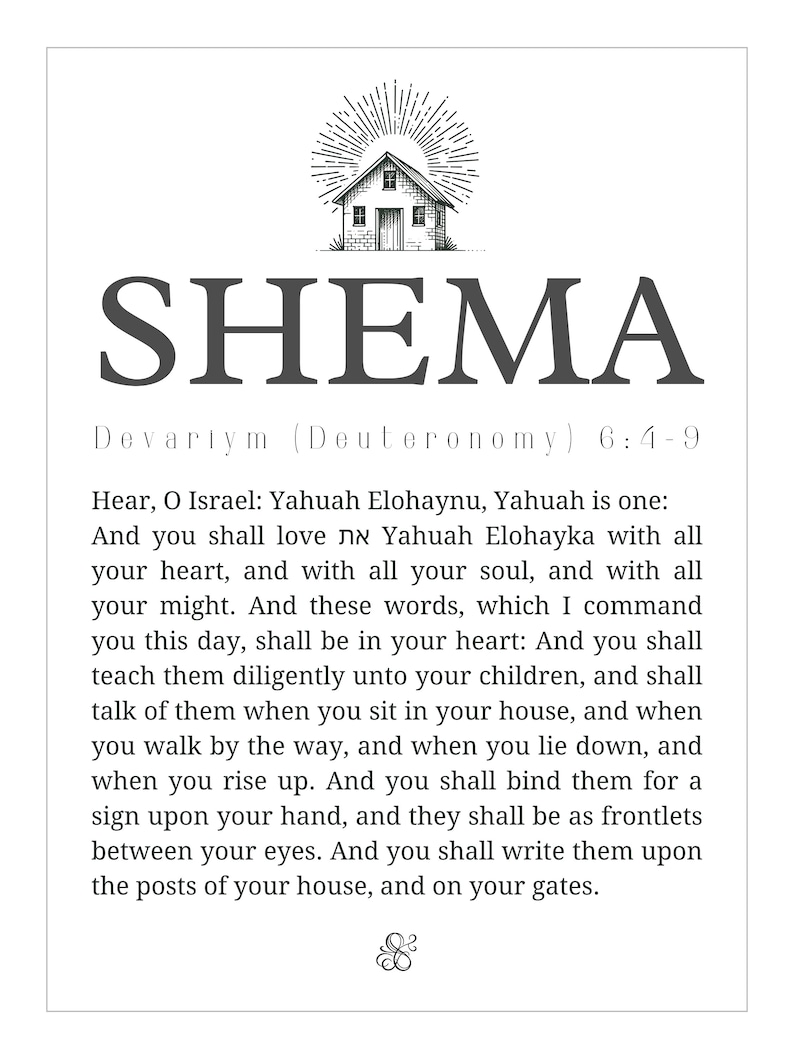 Shema Prayer Poster - Devarim 6:4-9 Scripture Art PDF - Messianic Home Décor - Etsy