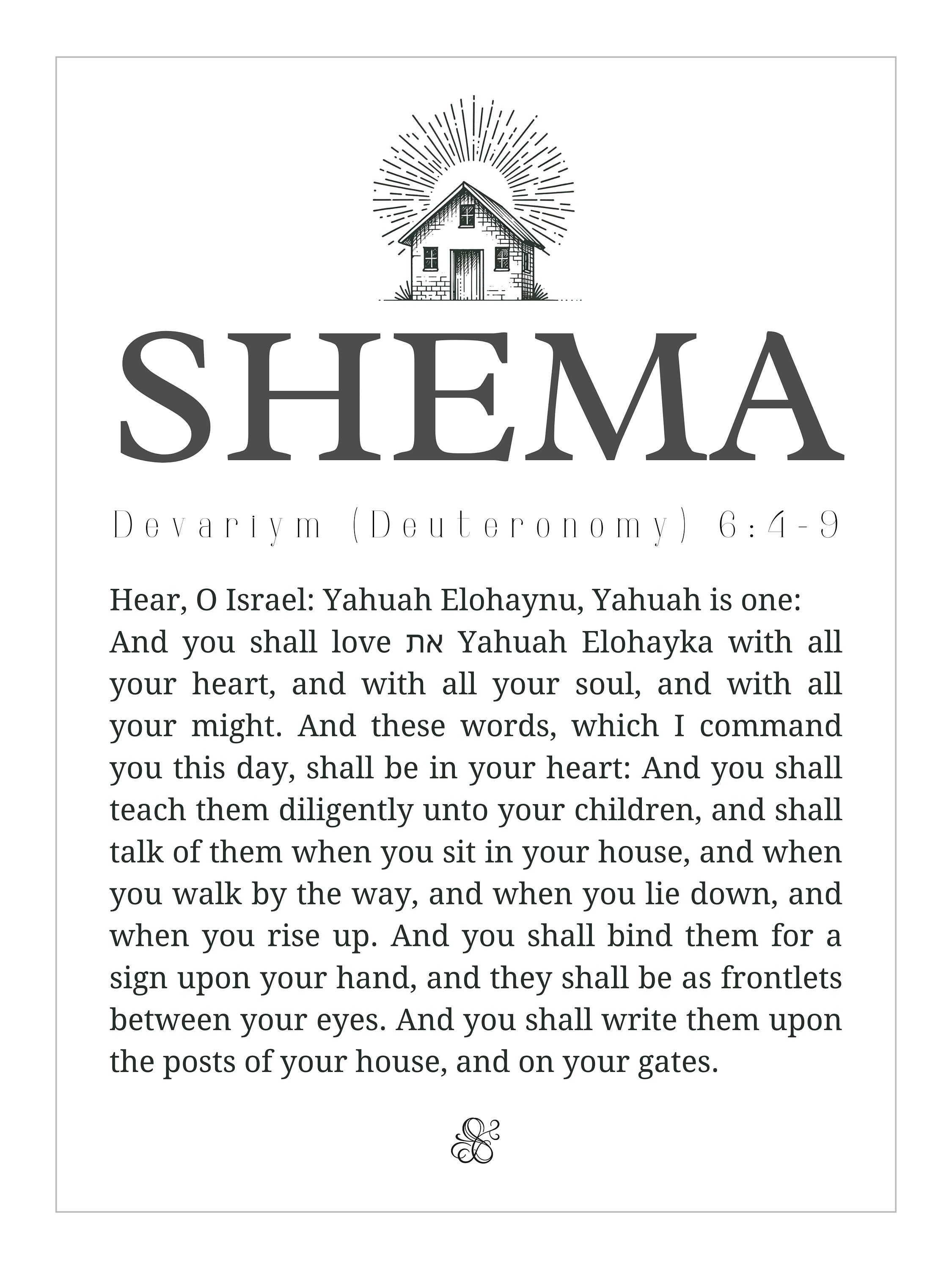 Shema Prayer Poster - Devarim 6:4-9 Scripture Art PDF - Messianic Home ...