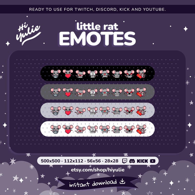 8 Rat Emotes Pack for Twitch, Discord, Kick, Youtube (digital Download ...