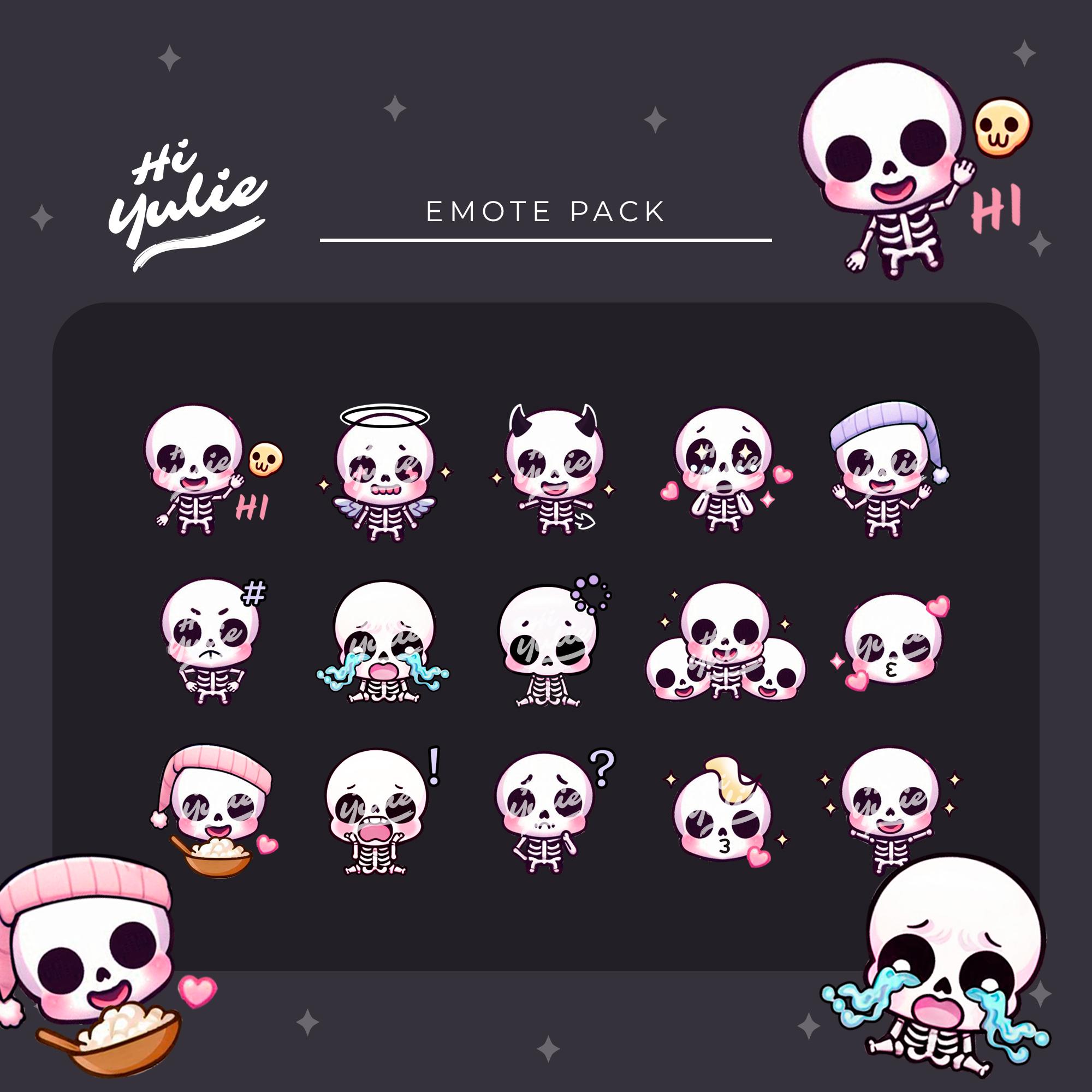 SKELETON Emotes Twitch, Discord, Youtube Streaming Emotes Pack ...