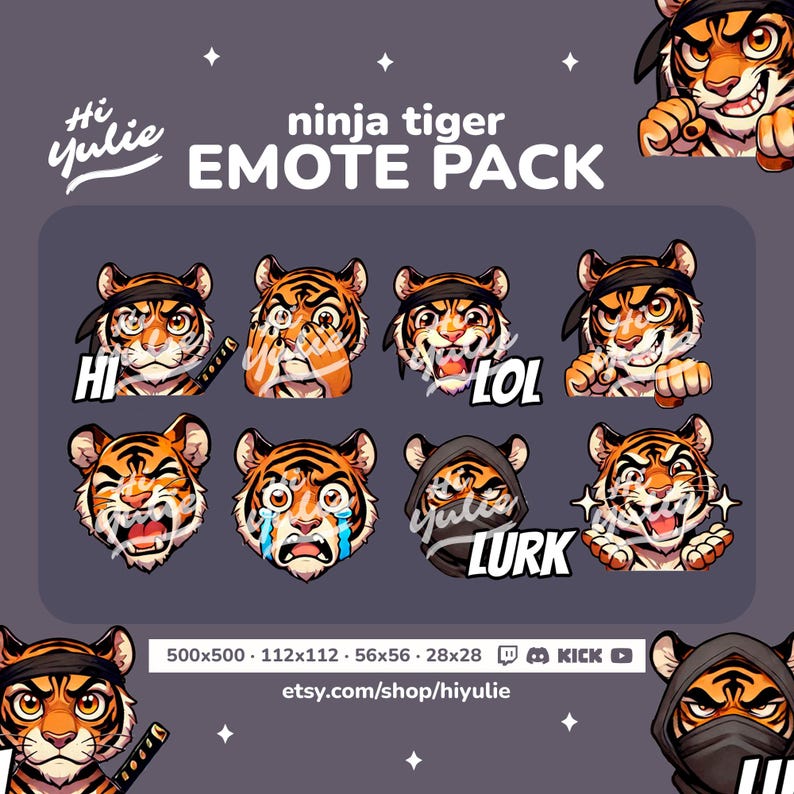 NINJA TIGER EMOTES Twitch, Discord, Youtube Streaming Katana, Lol ...