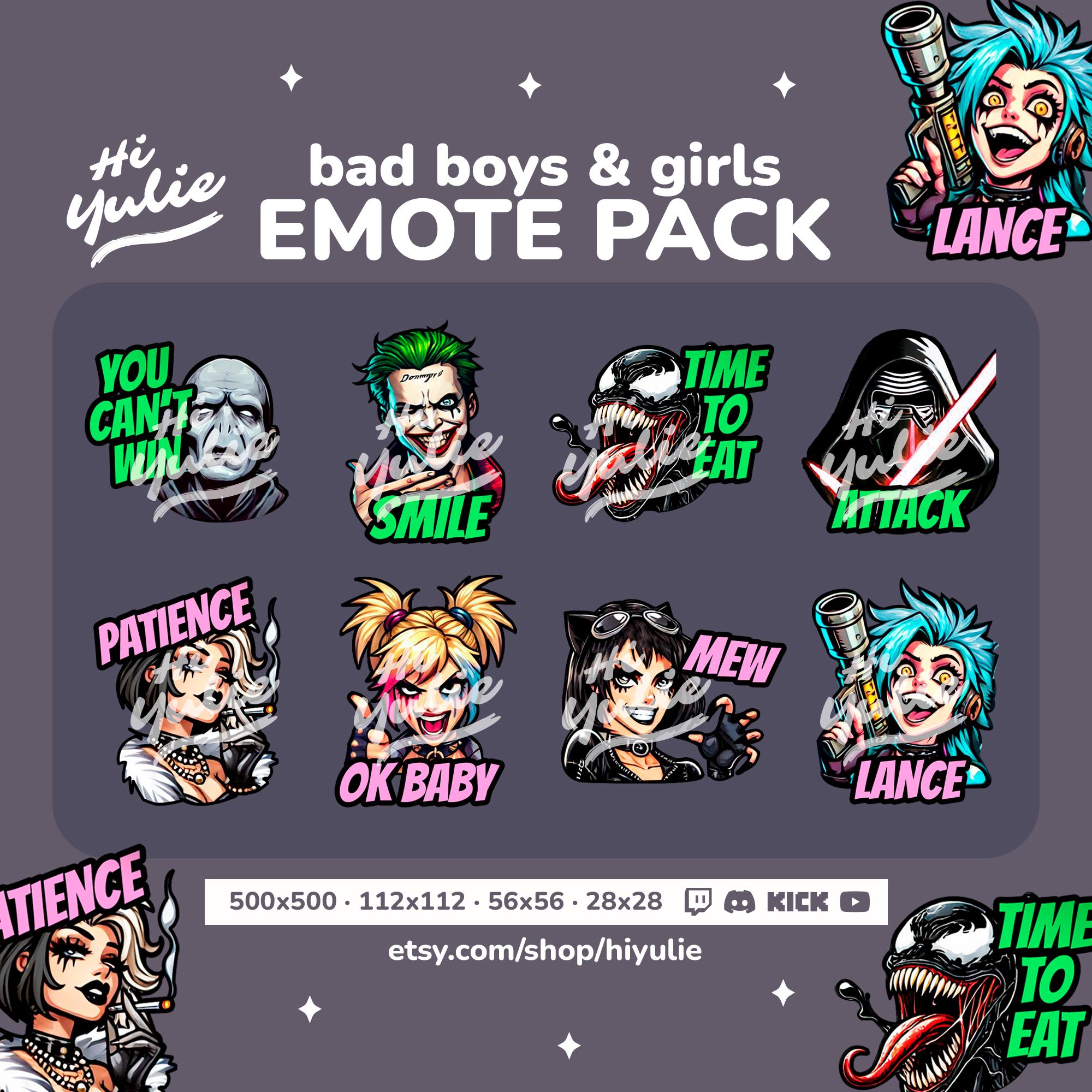 BAD BOYS, GIRLS Emotes Twitch, Discord, Youtube Streaming Voldemort ...