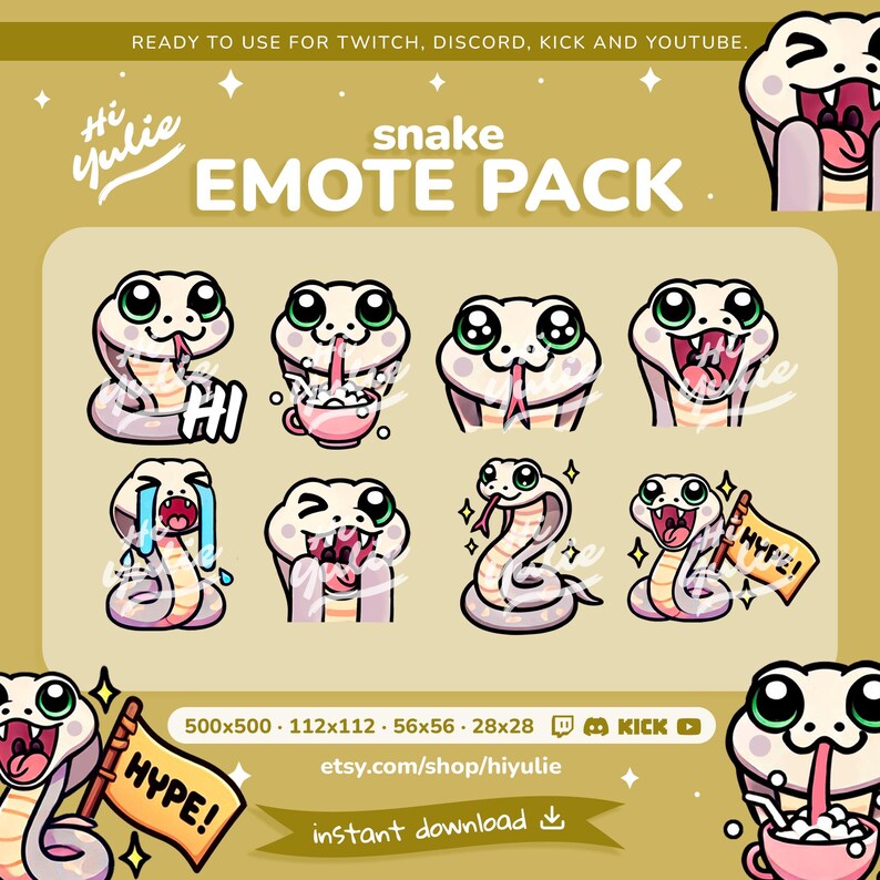 SNAKE EMOTES - Twitch, Discord, Youtube Streaming - Hi, Eating, Lol ...