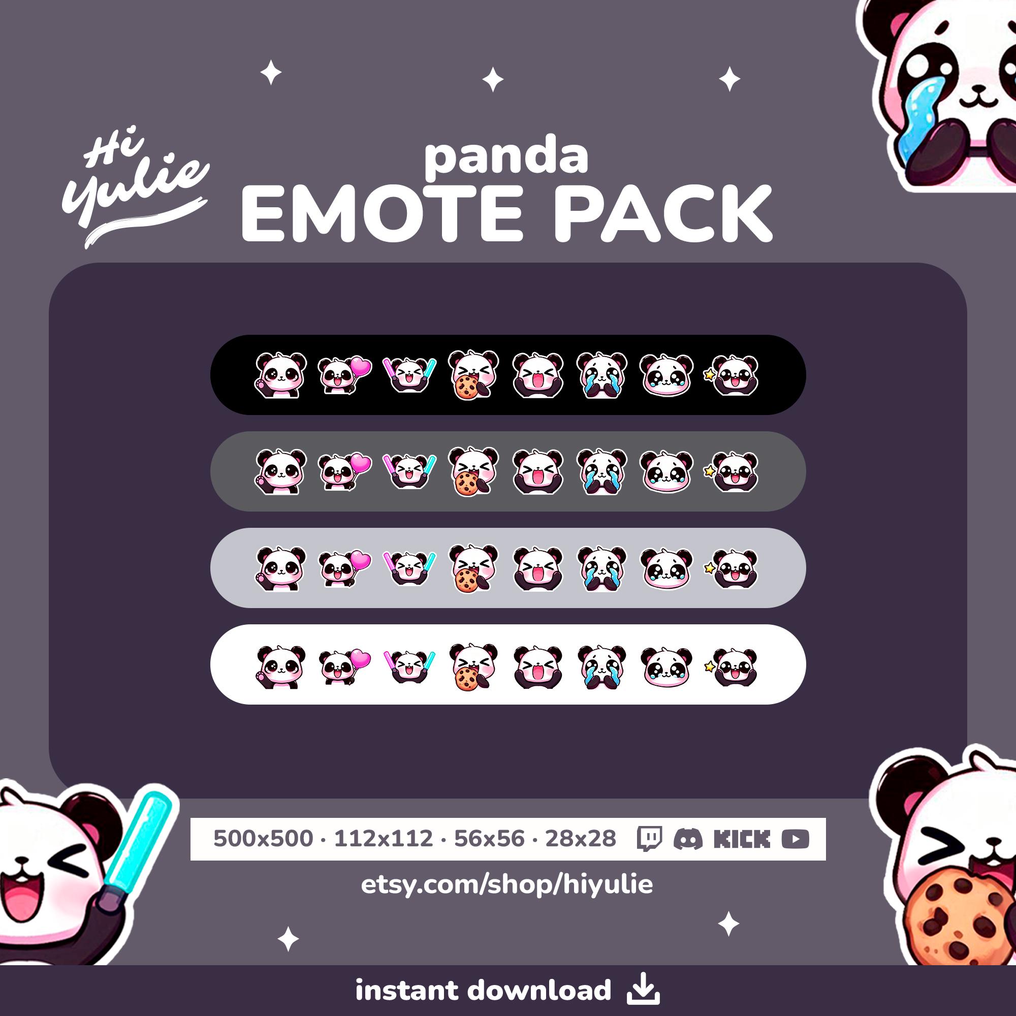 PANDA EMOTES Twitch, Discord, Youtube Streaming Panda Greeting, Love ...