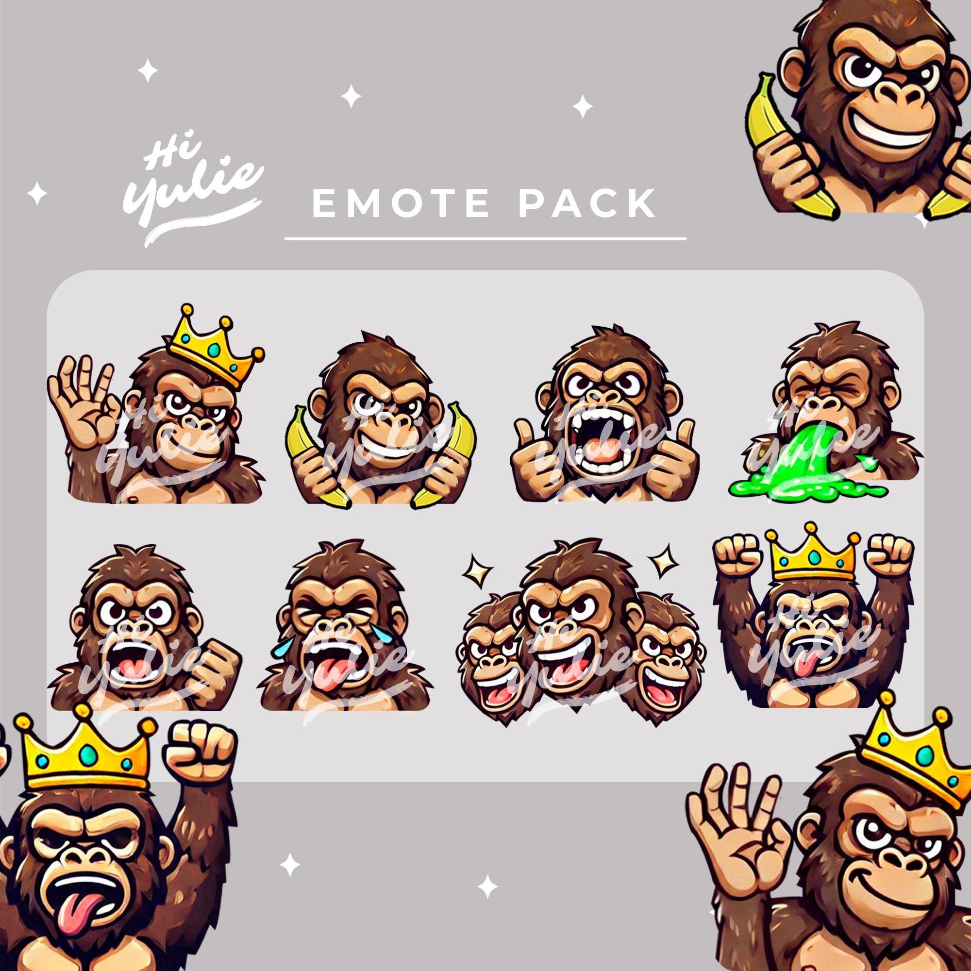 MONKEY KING EMOTES Twitch, Discord, Youtube Streaming Emote Pack Monkey ...