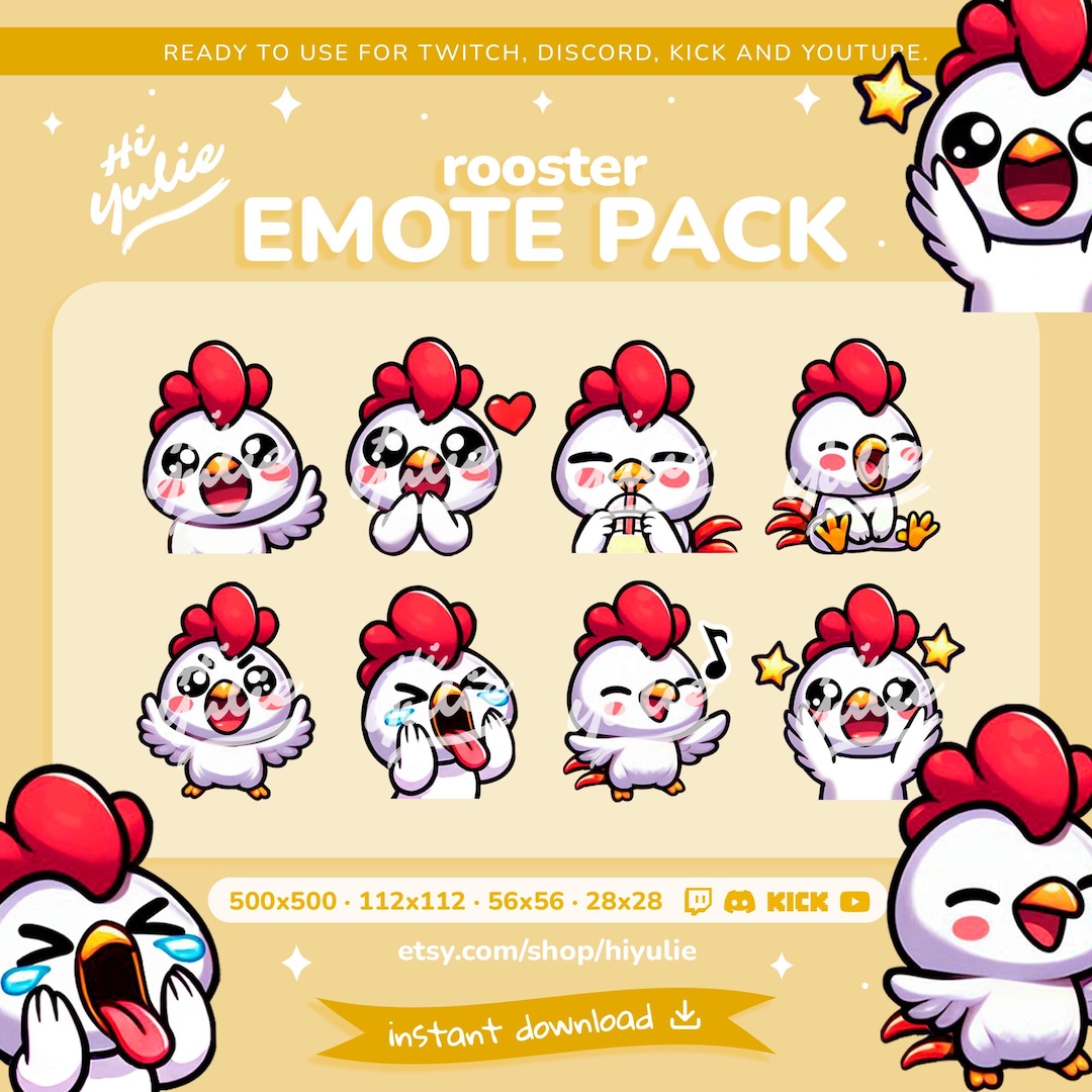 ROOSTER EMOTES - Twitch, Discord, Youtube Streaming - Rooster Greeting ...