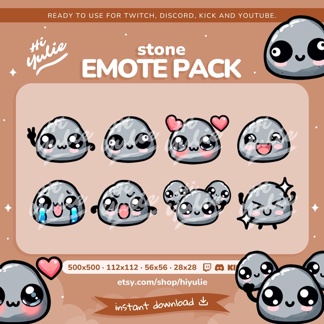 Stone Emotes for Twitch, Discord, Kick and Youtube, Funny Pet Rock ...