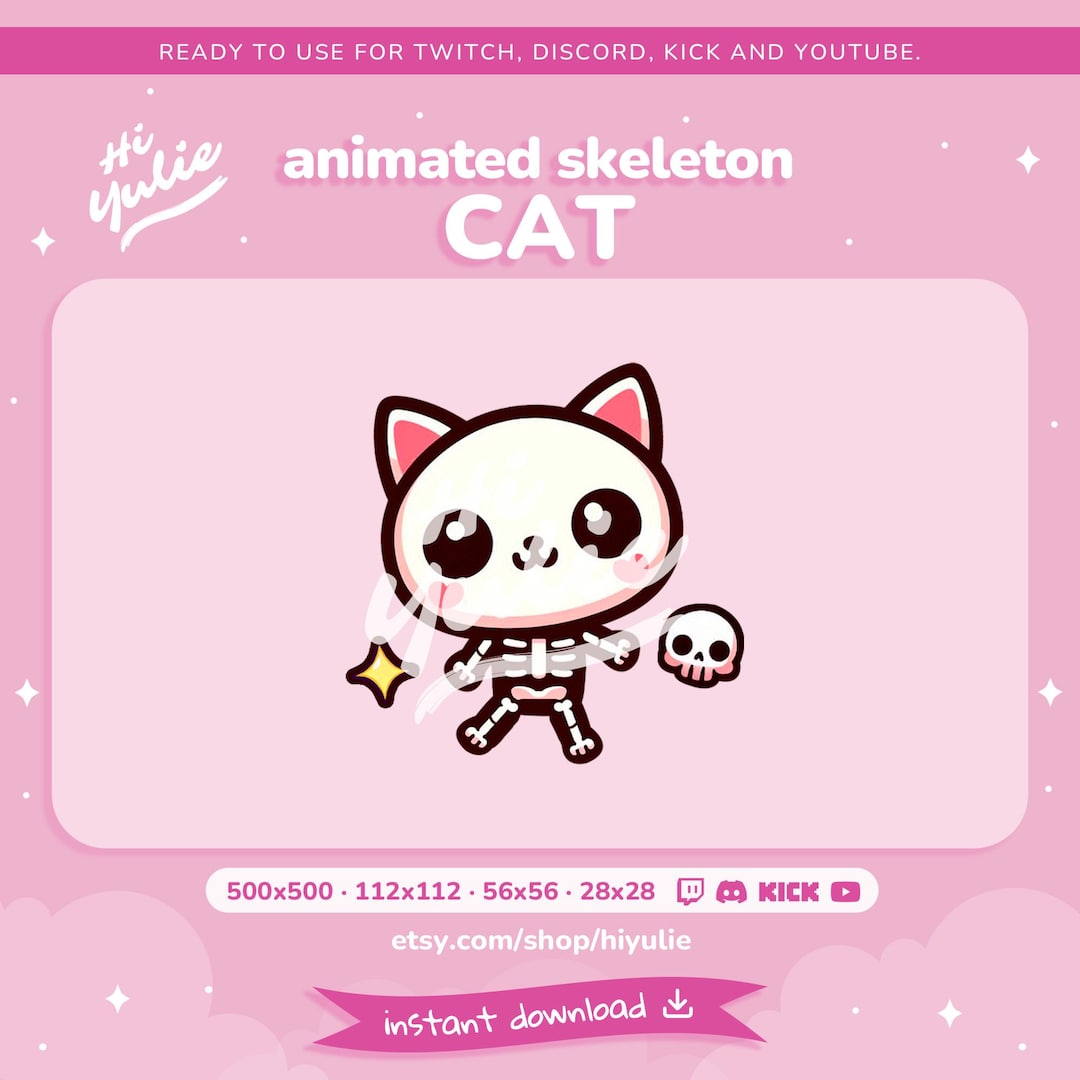 Animated Skeleton Cat Emote for Twitch and Discord, Funny Dancing ...