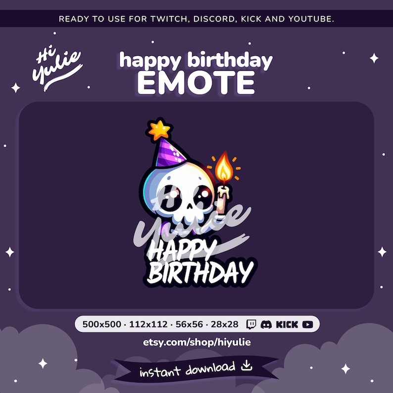 Happy Birthday Skeleton Emote for Twitch, Discord, Kick, Youtube ...