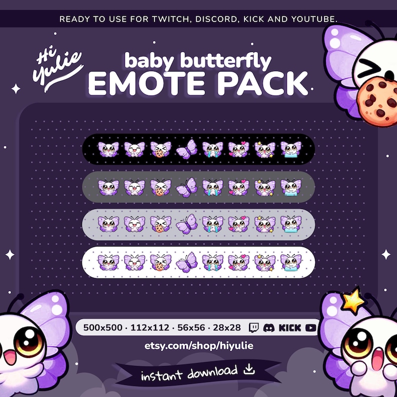 Baby Butterfly Emotes for Twitch, Discord, Kick and Youtube, Emoticons ...