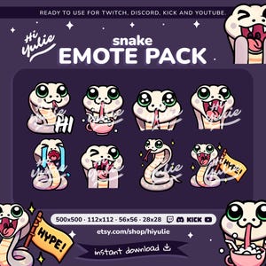 SNAKE EMOTES - Twitch, Discord, Youtube Streaming - Hi, Eating, Lol ...