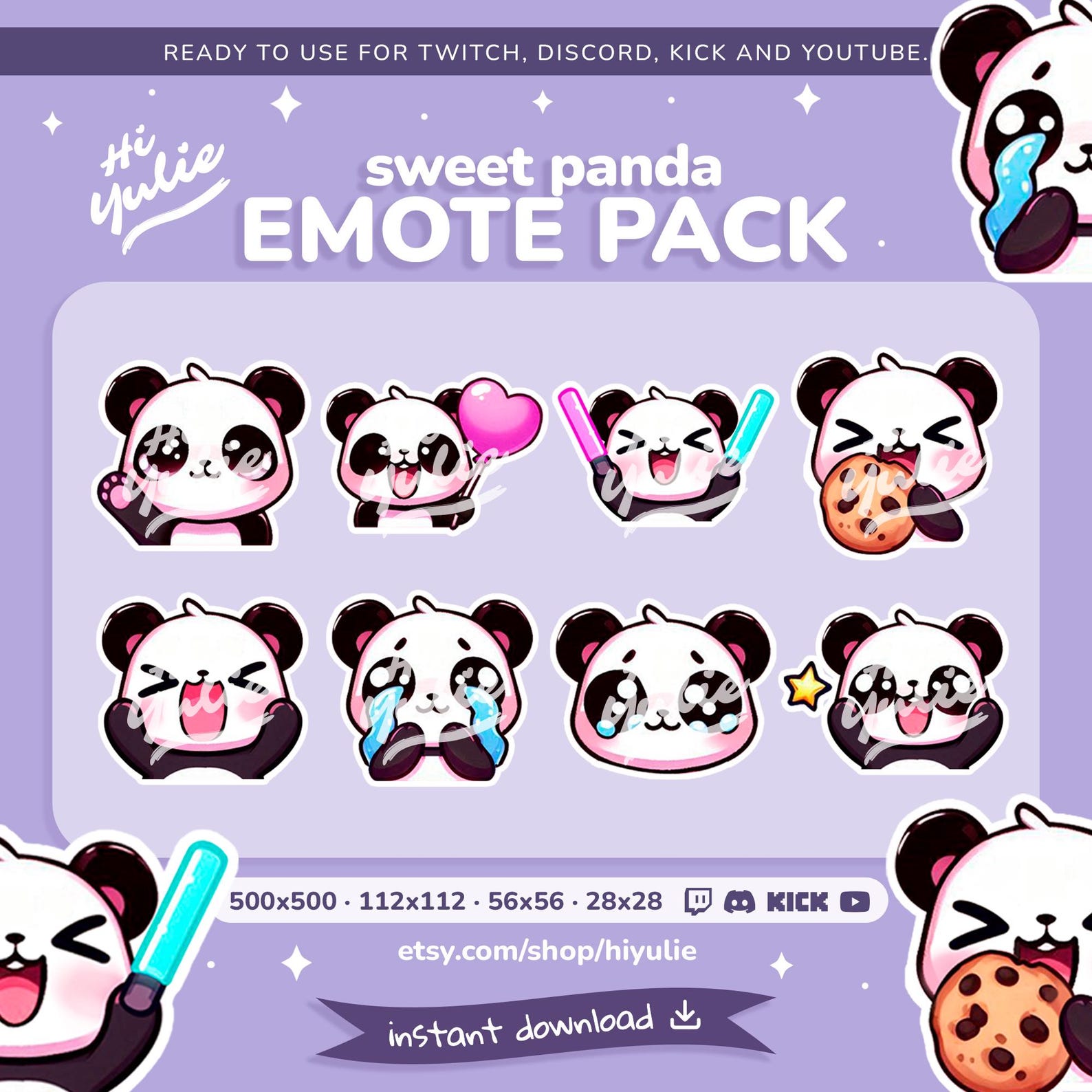 PANDA EMOTES - Twitch, Discord, Youtube Streaming - Panda Greeting ...
