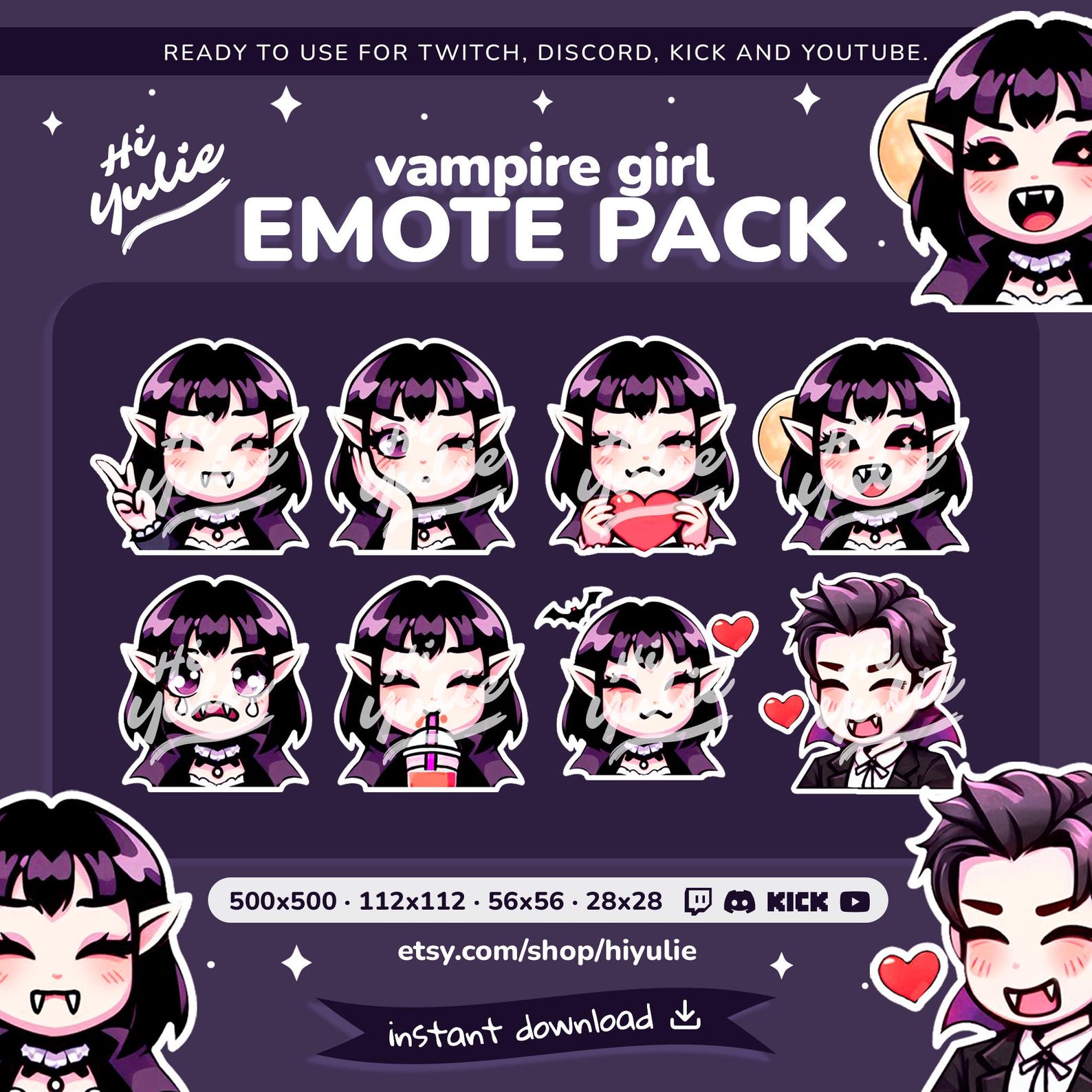VAMPIRE EMOTES for Twitch, Discord, Kick, and Youtube Streaming - Etsy