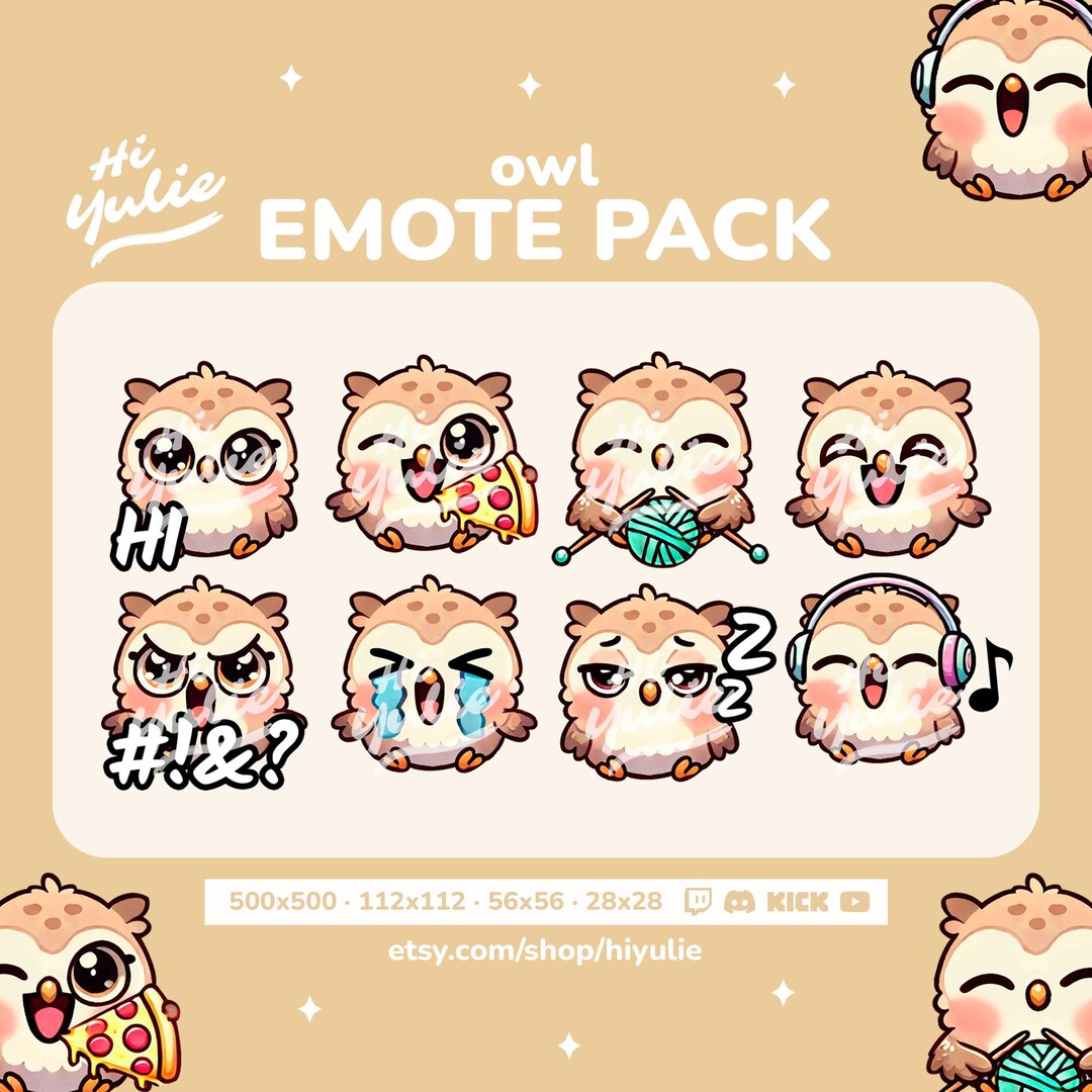 BABY OWL EMOTES Twitch, Discord, Youtube Streaming Hi, Eating Pizza ...