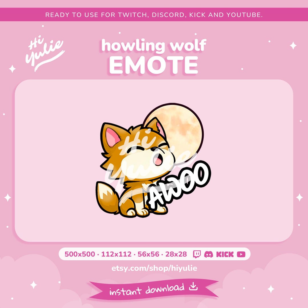 Tan Howling Wolf Emote for Twitch, Discord, Kick, Youtube (digital ...