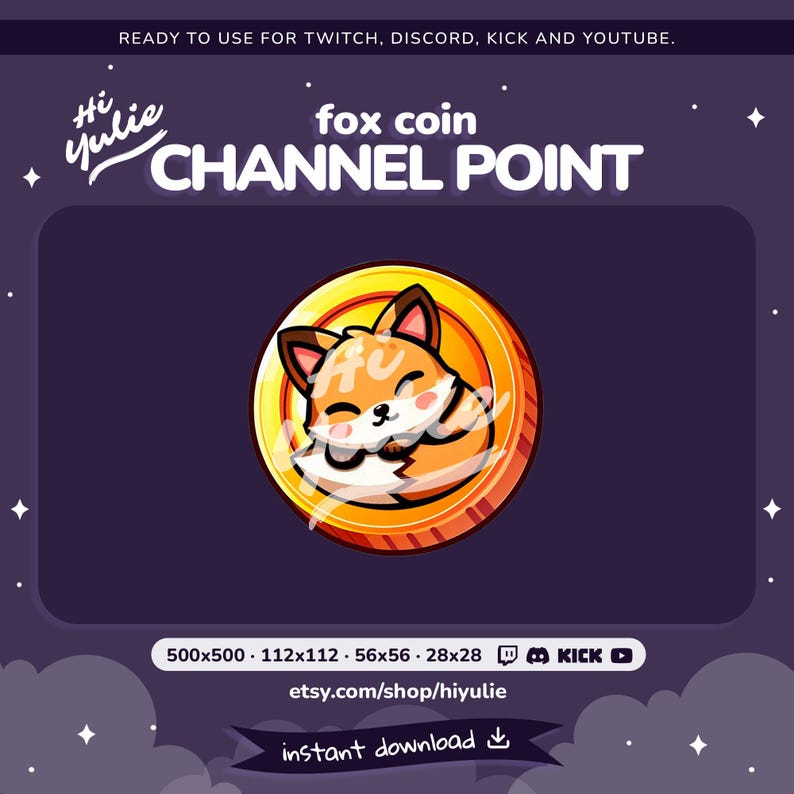 Fox Coin Channel Point for Twitch, Discord, Kick and Youtube, Coin ...