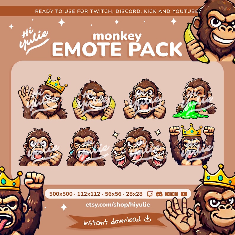 MONKEY KING EMOTES - Twitch, Discord, Youtube Streaming - Monkey ...