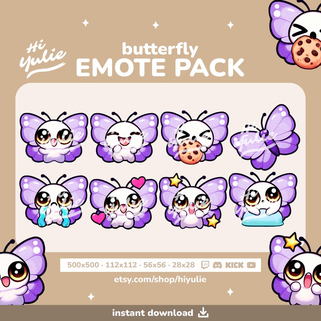 BUTTERFLY EMOTES Twitch, Discord, Youtube Streaming Emoticons for ...