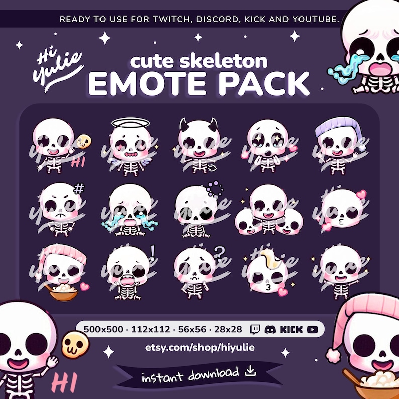 SKELETON EMOTES - Twitch, Discord, Youtube Streaming - Halloween, Skull ...