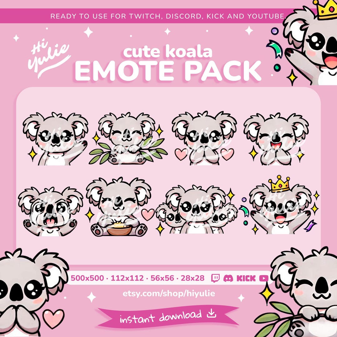 Koala Emotes for Twitch, Discord, Kick, Youtube (digital Download) - Etsy