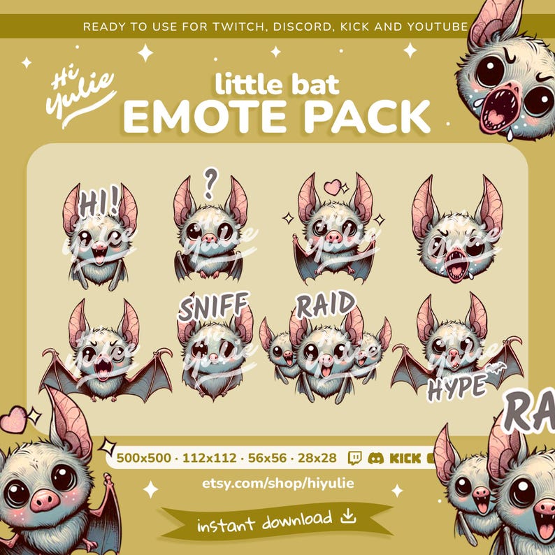 BAT EMOTES for Twitch, Discord, Kick, and Youtube Streaming - Etsy