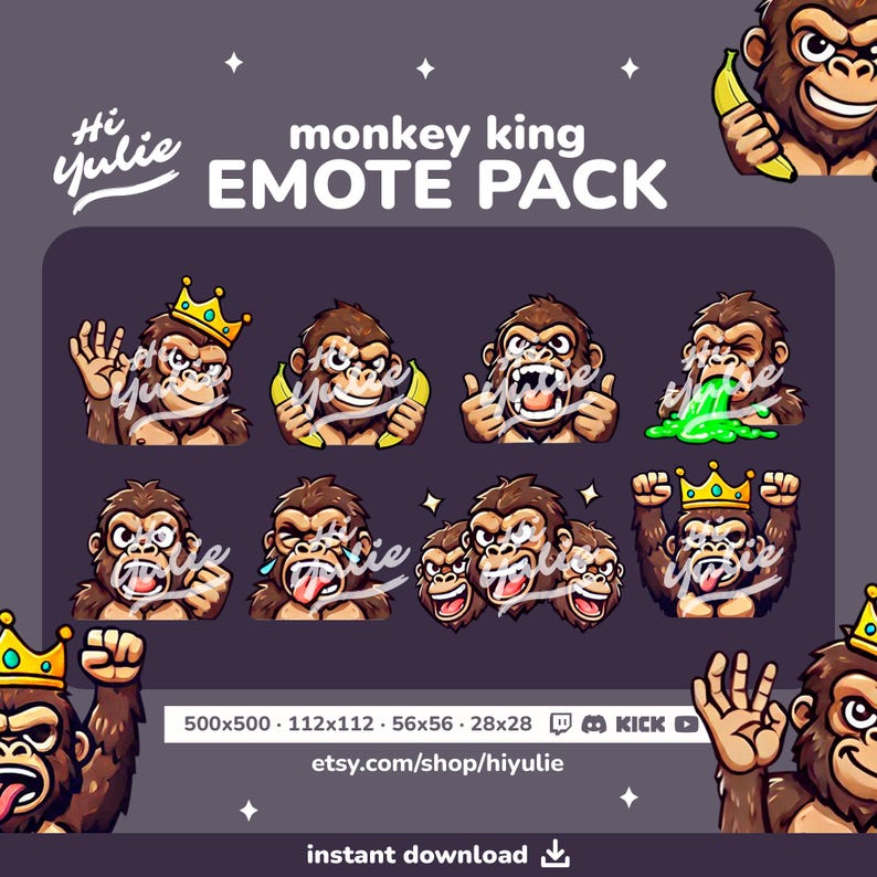 MONKEY KING EMOTES - Twitch, Discord, Youtube Streaming - Monkey ...