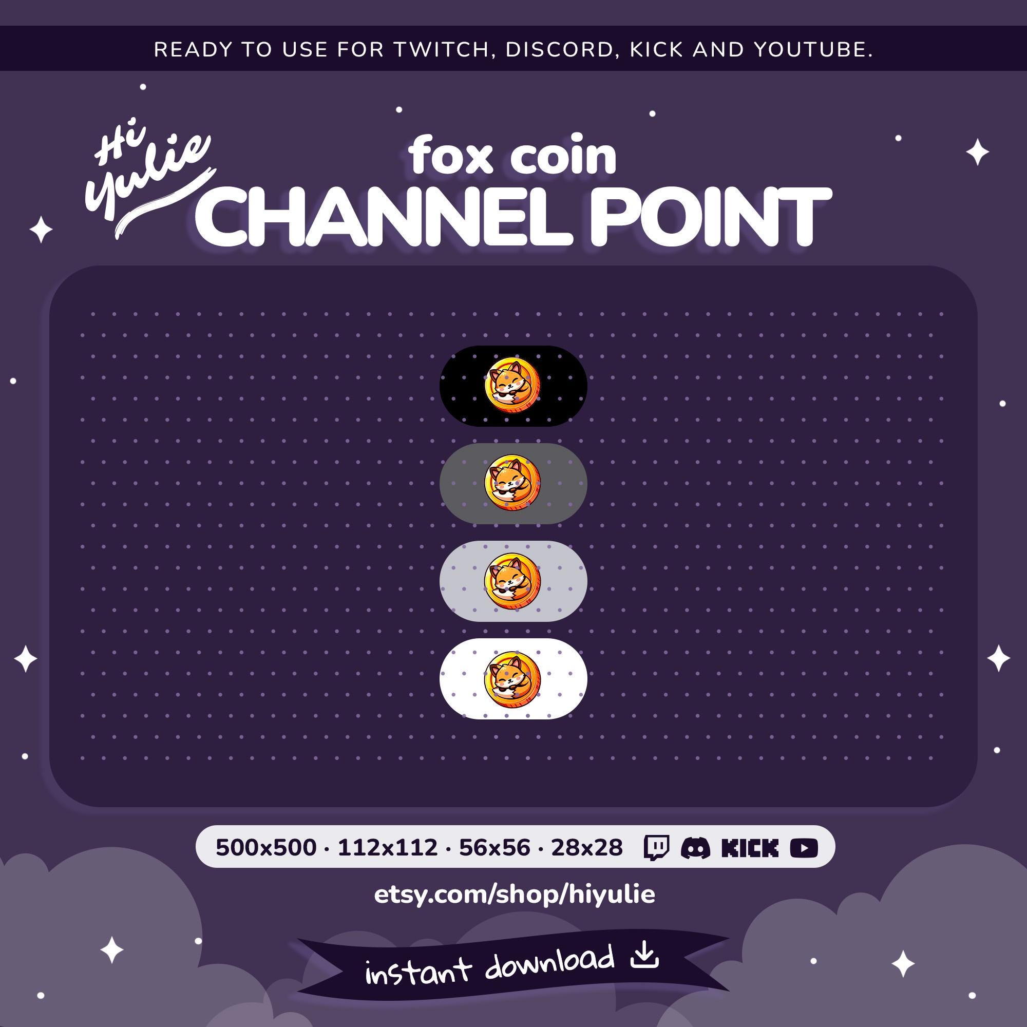 Fox Coin Channel Point for Twitch, Discord, Kick and Youtube, Coin ...