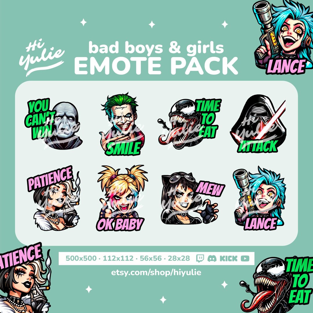 BAD BOYS, GIRLS Emotes Twitch, Discord, Youtube Streaming Voldemort ...