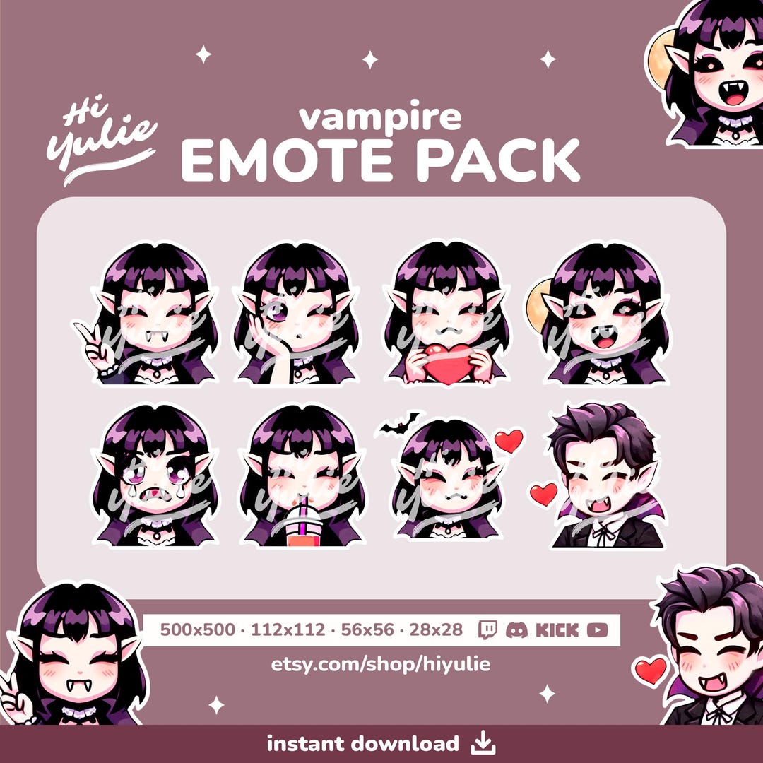 VAMPIRE EMOTES Twitch, Discord, Youtube Streaming Vampire Girl in Love ...