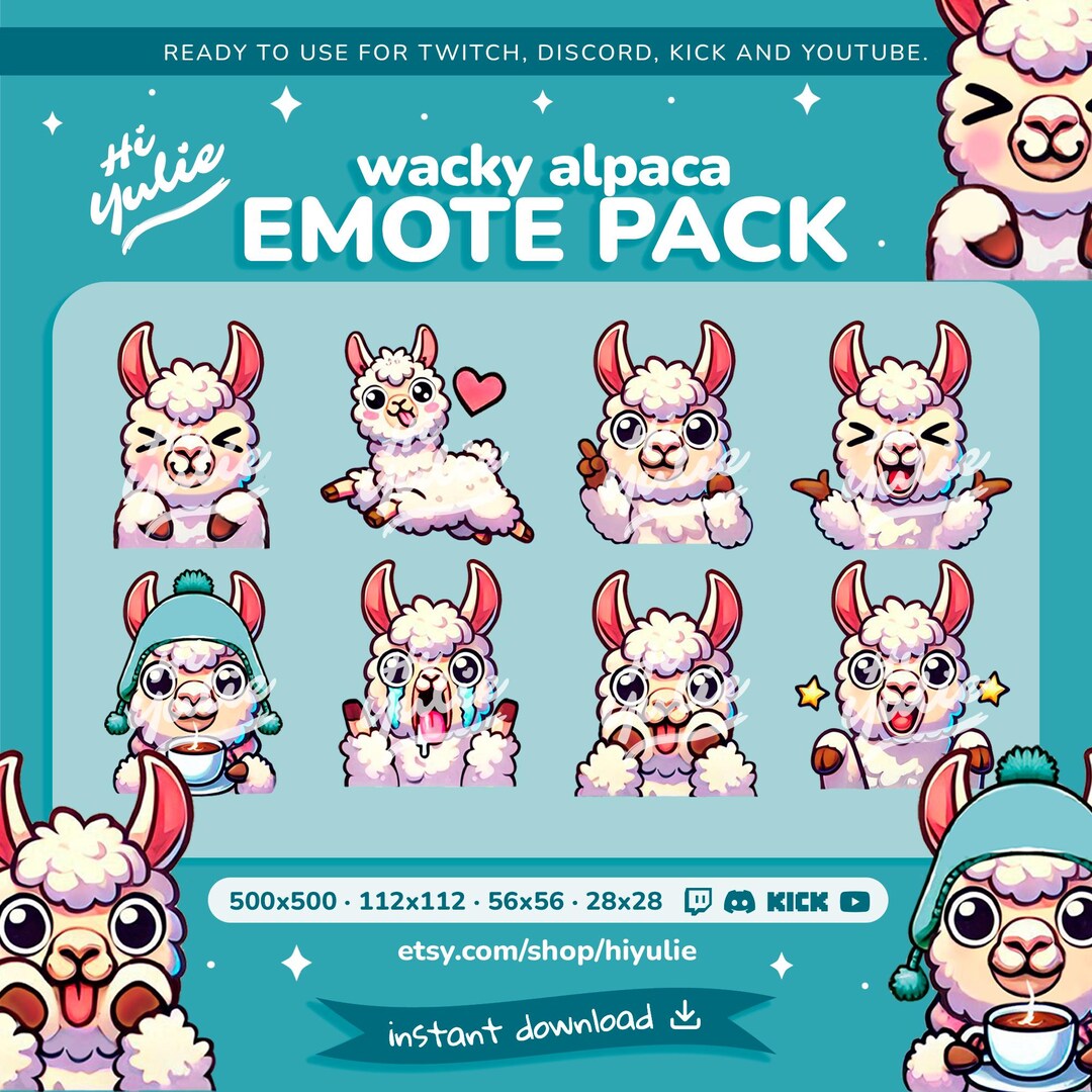 ALPACA EMOTES - Twitch, Discord, Youtube Streaming - Funny, Cute, Cozy ...