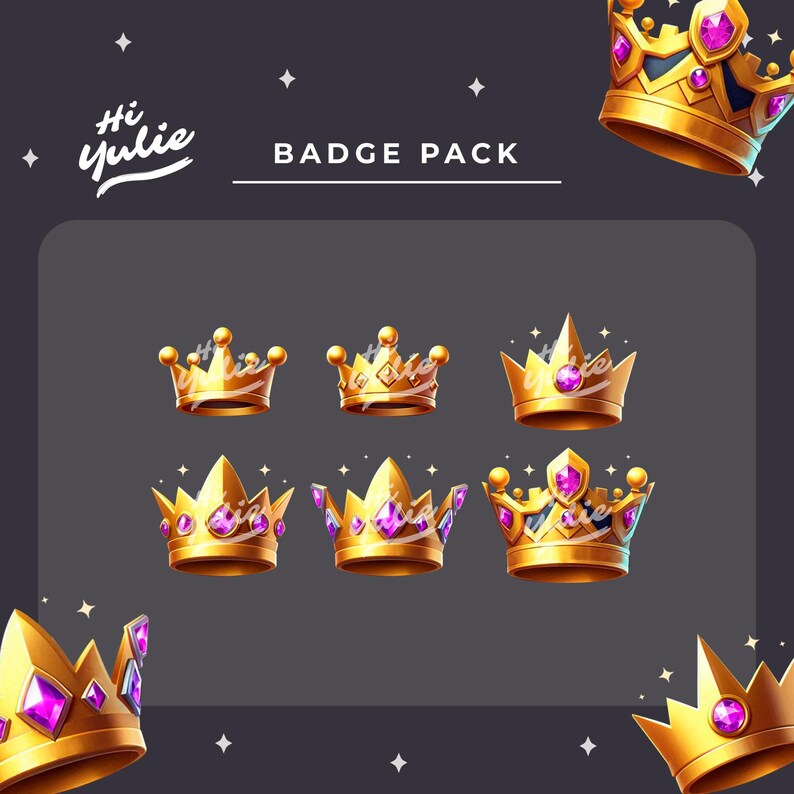 ROYAL CROWN Badges Gold & Pink Diamond Twitch, Discord, Youtube ...