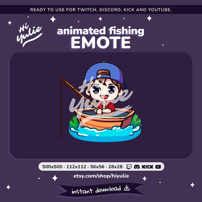 ANIMATED FISHING EMOTE for Twitch, Discord, Kick, and Youtube Streaming ...