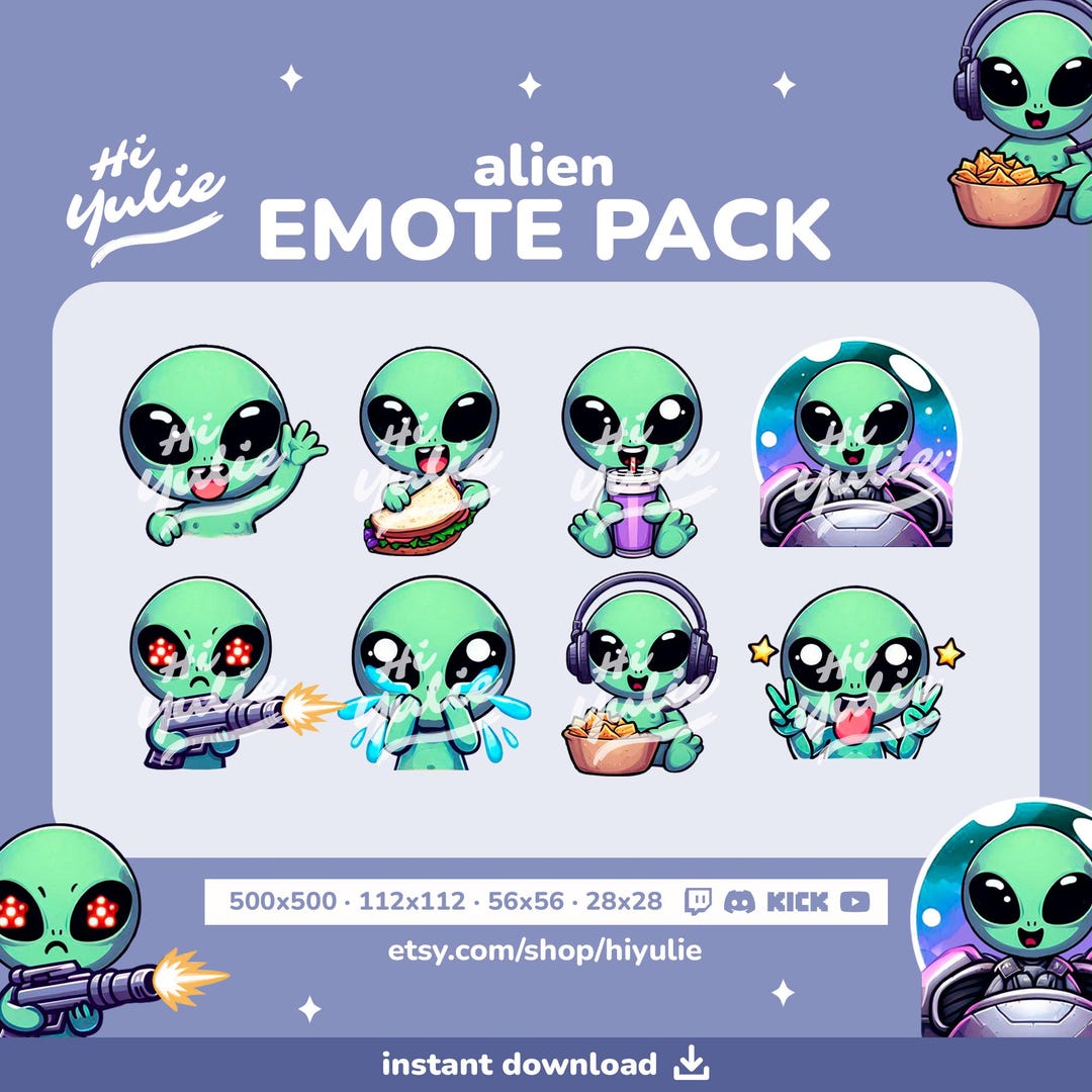 ALIEN EMOTES for Twitch, Discord, Kick, and Youtube Streaming - Etsy ...