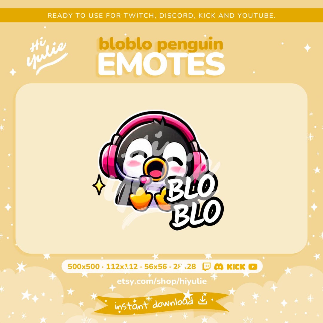 Penguin With Headphones Emote for Twitch, Discord, Kick and Youtube ...