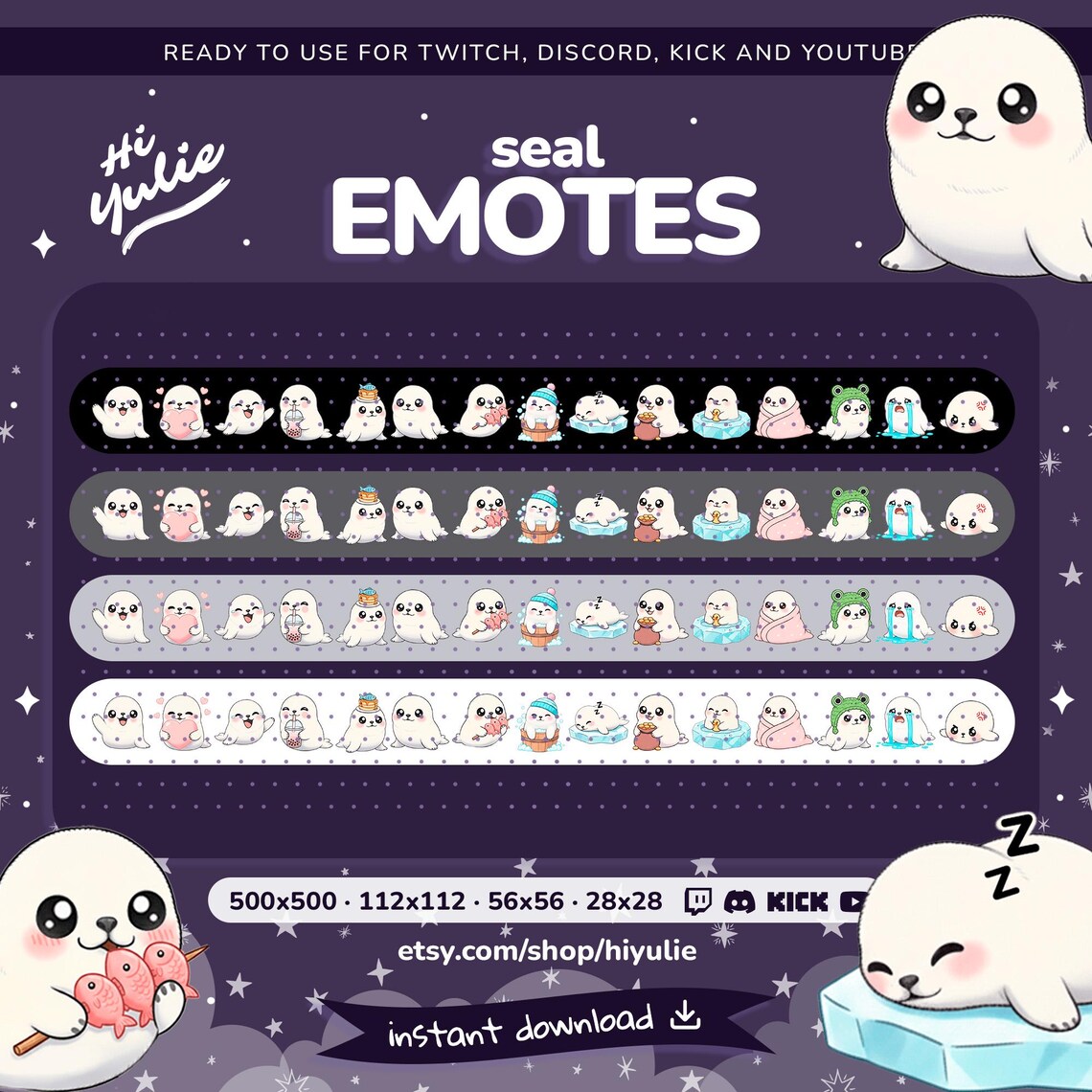 Seal Emotes for Twitch, Discord, Youtube (digital Download) - Etsy Canada