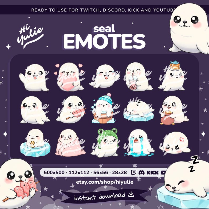 Seal Emotes for Twitch, Discord, Youtube (digital Download) - Etsy Canada