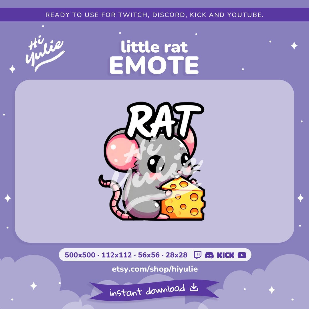Rat Emote With Cheese for Twitch, Discord, Kick, Youtube (digital ...