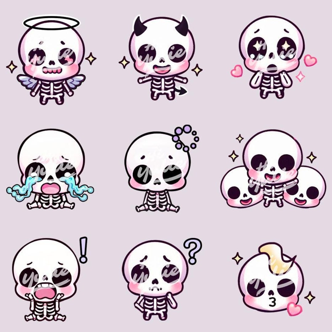 SKELETON Emotes Twitch, Discord, Youtube Streaming Emotes Pack ...