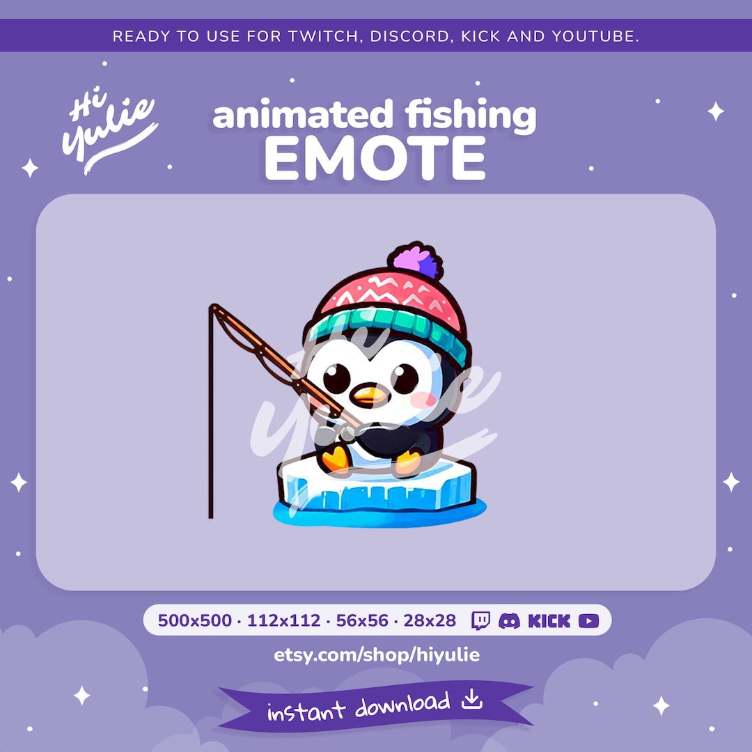 ANIMATED PENGUIN FISHING Emote for Twitch, Discord, Kick, and Youtube ...