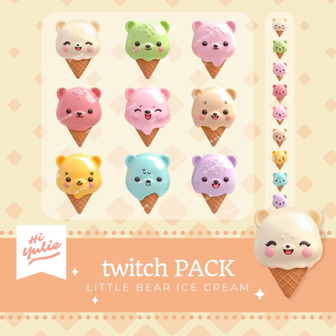 LITTLE BEAR Ice Cream Twitch, Discord, Youtube Streaming Emotes/badges ...