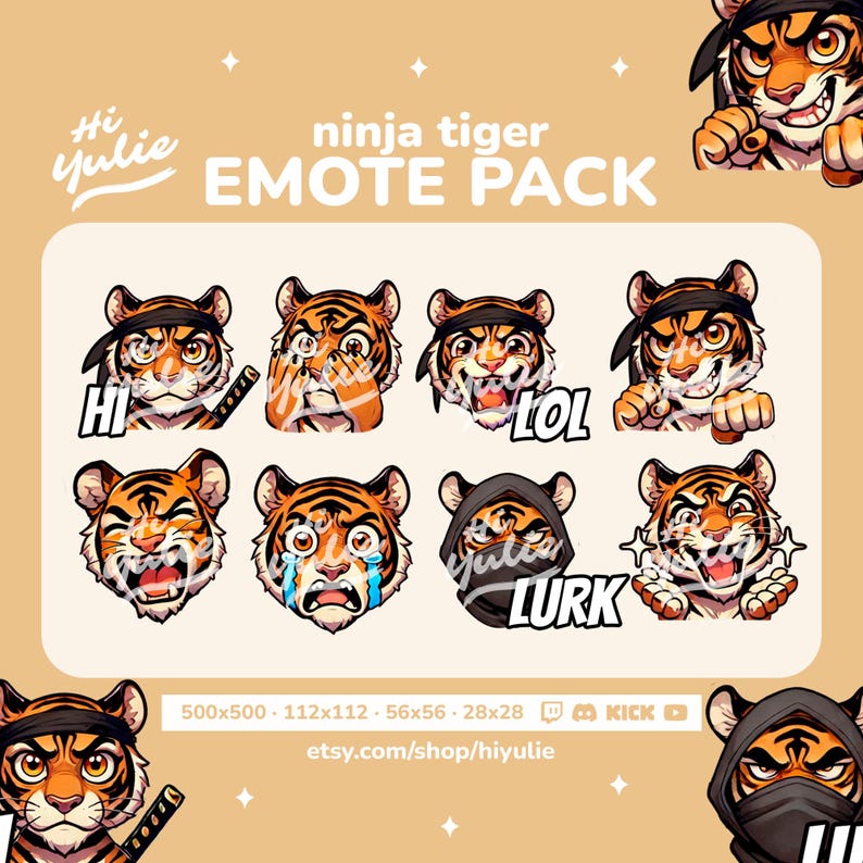 NINJA TIGER EMOTES Twitch, Discord, Youtube Streaming Katana, Lol ...