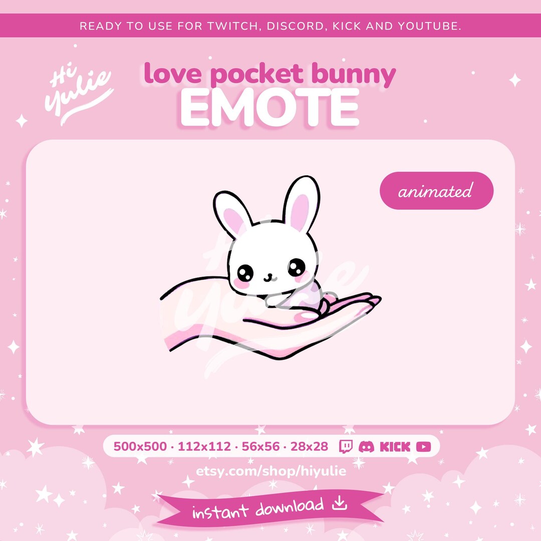 Hand Bunny Love Animated Emote for Twitch, Discord, Kick, Youtube ...