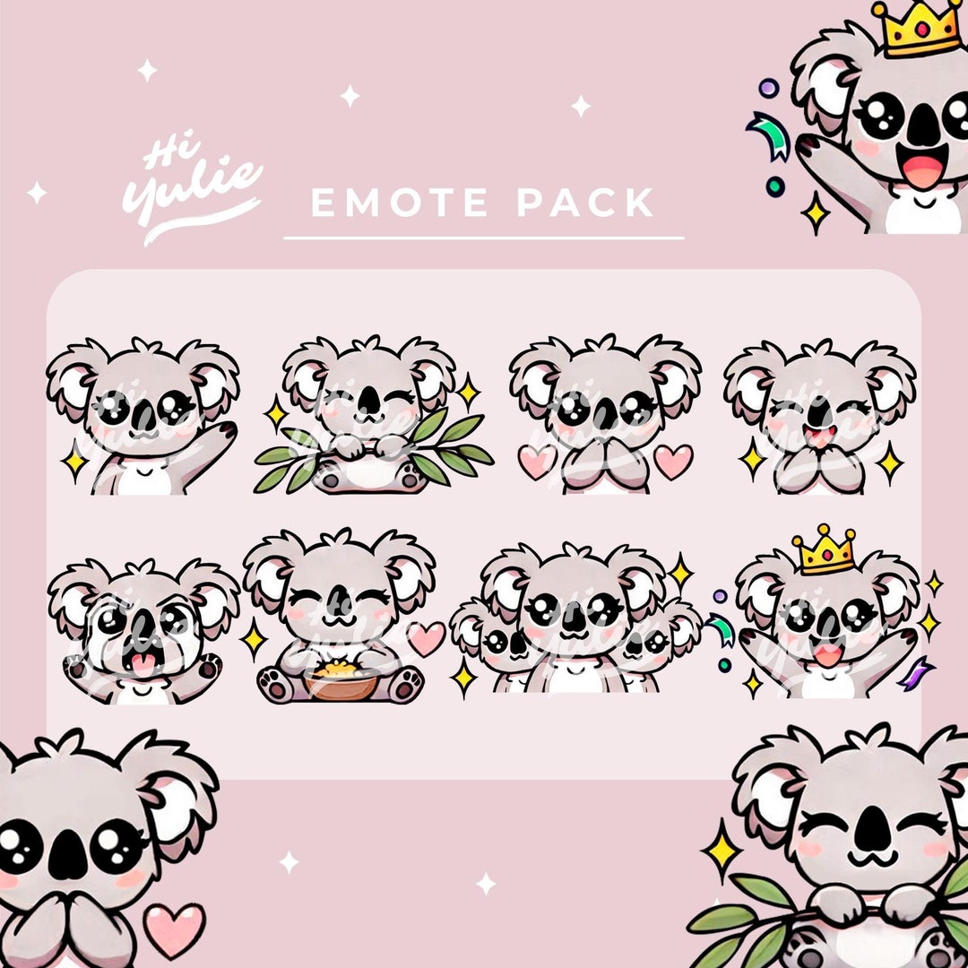 KOALA EMOTES Twitch, Discord, Youtube Streaming Emote Pack Koala Waving ...