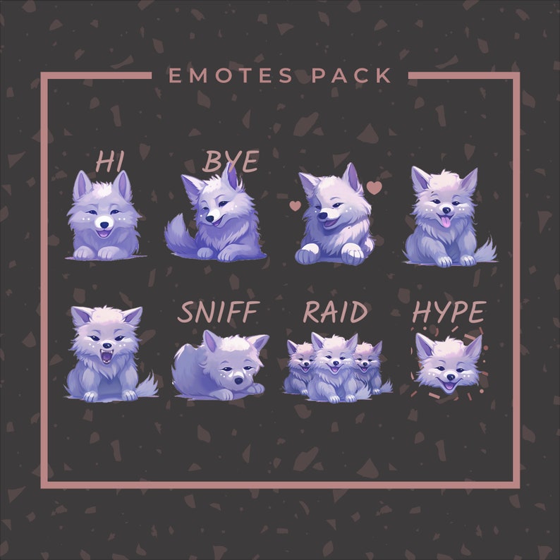 WOLF EMOTES 8 / Cute Wolf / Twitch / Discord / Youtube / Streaming ...